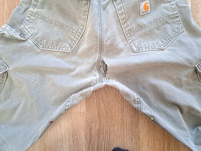 Best way to patch a big hole in work pants - Shoebox On A Hill