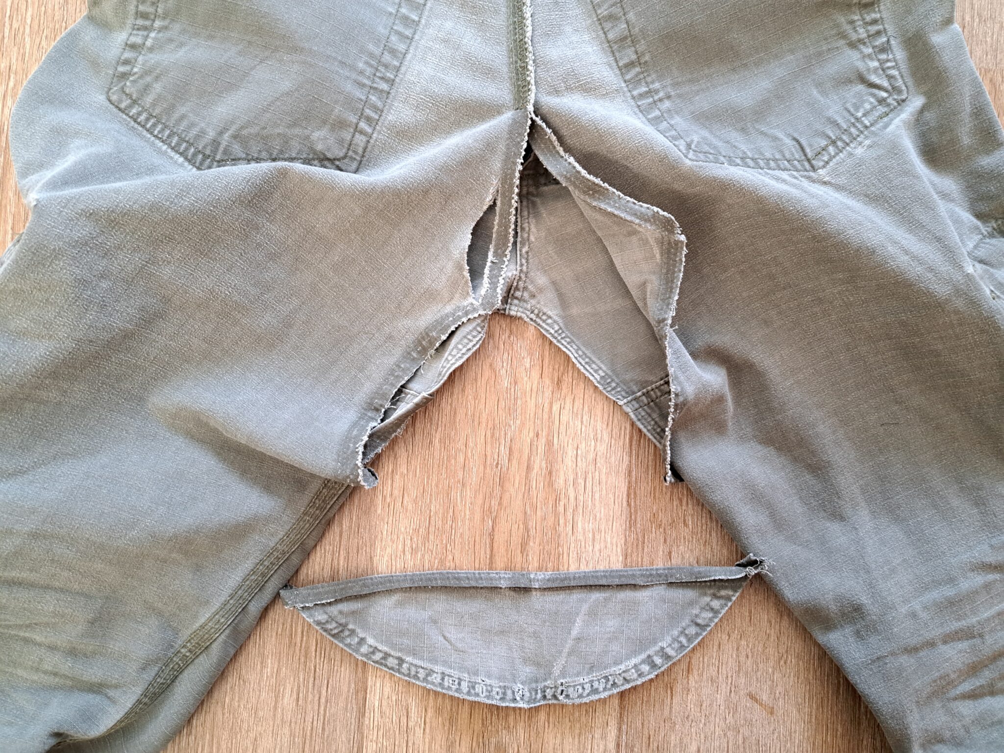 Best way to patch a big hole in work pants - Shoebox On A Hill